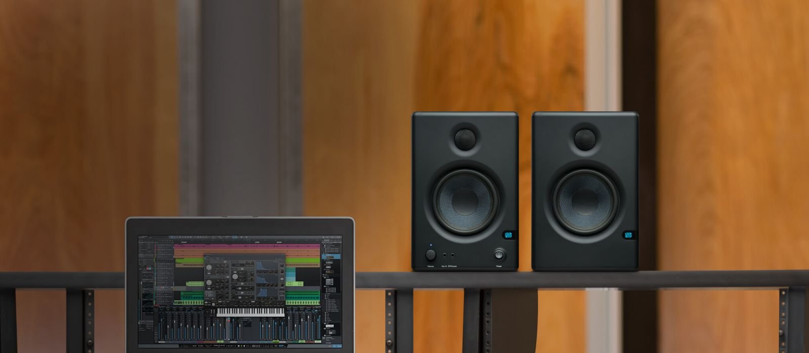 PreSonus Eris E.45 HD 2-Way 4.5" Nearfield Monitors, 70Hz-20kHz Frequency Response, 10kOhm Input Impedance, 2x Balanced 1/4" TRS, 2x Unbalanced RCA, Pair