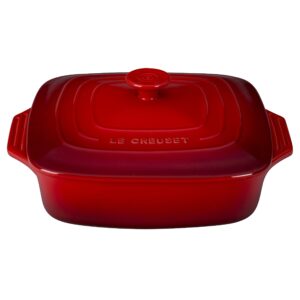 le creuset stoneware covered square casserole, 2.75 qt. (9.5"), cerise