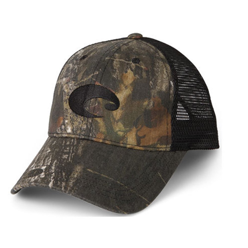 Costa Del Mar Trucker Hat, Mossy Oak New Break Up Black + Black, One Size US