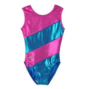 Obersee Girl's Gymnastics Leotard, Pink Diagonal, CXXS