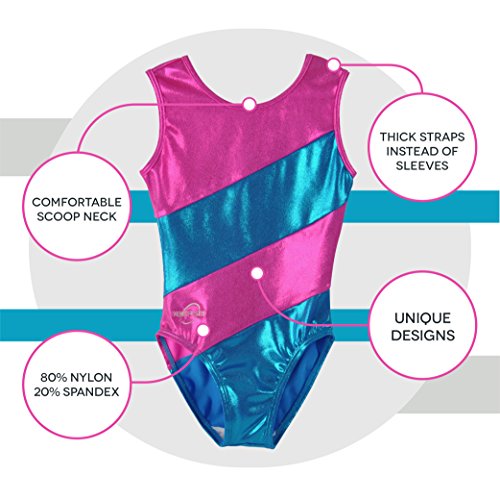 Obersee Girl's Gymnastics Leotard, Pink Diagonal, CXXS