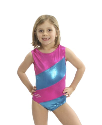 Obersee Girl's Gymnastics Leotard, Pink Diagonal, CXXS