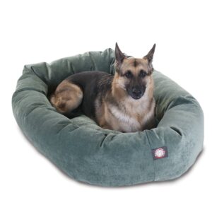 majestic pet 52 inch micro velvet calming dog bed washable – cozy soft round dog bed with spine for head support - fluffy donut dog bed 52x35x11 (inch) – round pet bed x- large – azure