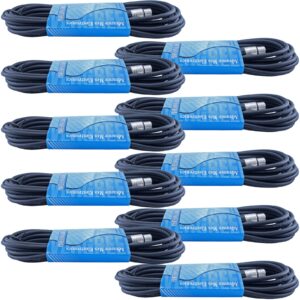 mcs 10 pack 3pin 20 ft foot xlr male to female mic cord microphone cable (ten)