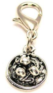 chubbychicocharms spaghetti and meatballs pewter charm on a zipper pull