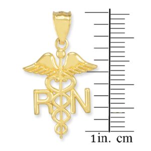 Polished 10k Yellow Gold Caduceus RN Charm Registered Nurse Pendant