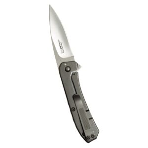 Kershaw Amplitude 2.5 Pocketknife, 2.5" 8Cr13MoV Stainless Steel Drop Point Plain Edge Blade, Compact Folding EDC, assisted opening with Flipper,Grey