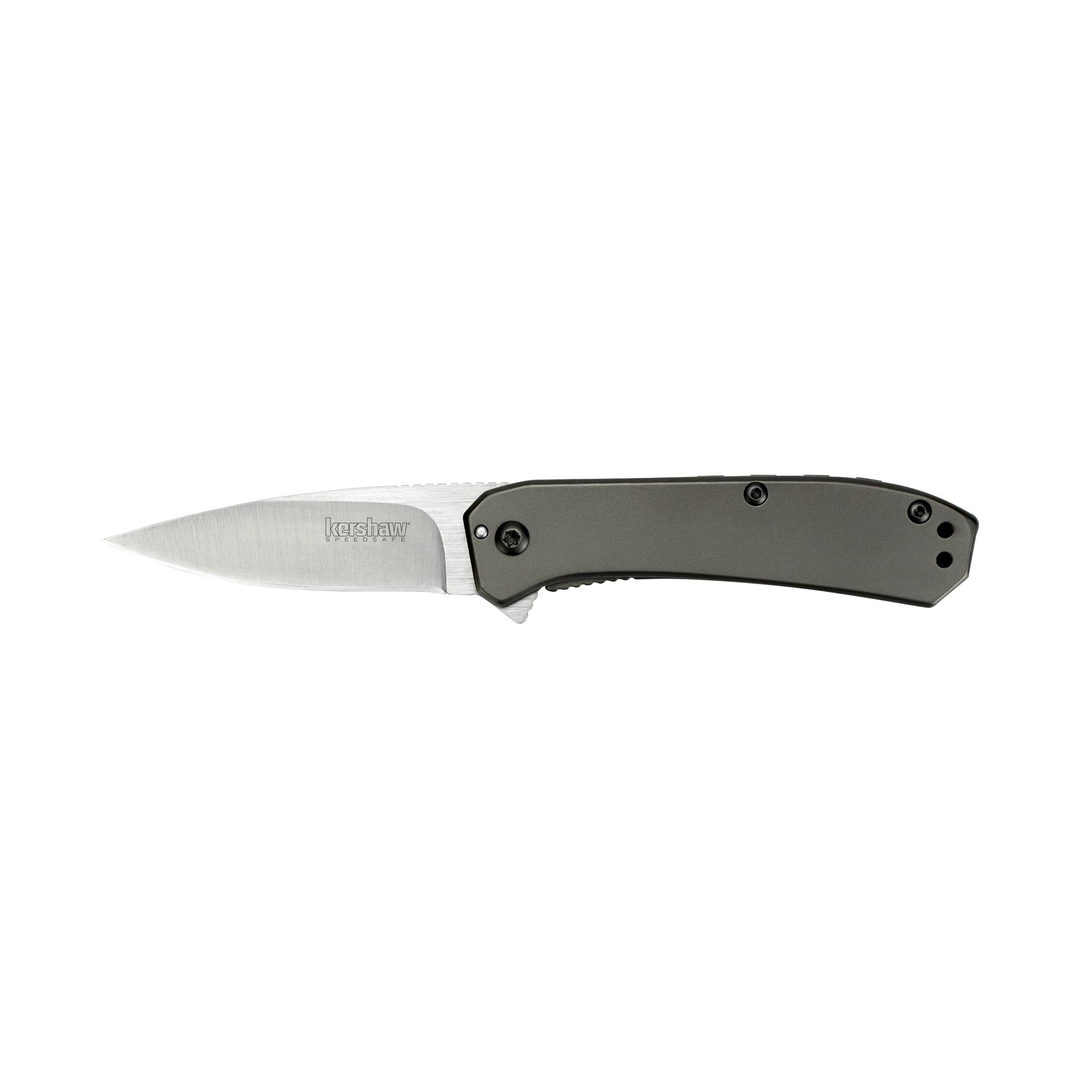 Kershaw Amplitude 2.5 Pocketknife, 2.5" 8Cr13MoV Stainless Steel Drop Point Plain Edge Blade, Compact Folding EDC, assisted opening with Flipper,Grey