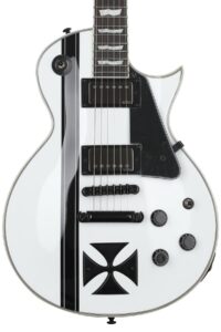 esp ltd iron cross james hetfield signature electric guitar with case, snow white