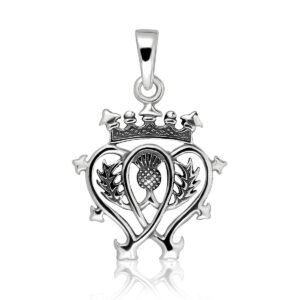 withlovesilver solid sterling silver 925 classic scottish style luckenbooth and thistle pendant