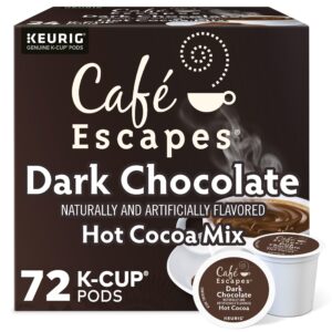 cafe escapes, dark chocolate hot cocoa, single-serve keurig k-cup pods, 72 count (3 boxes of 24 pods)