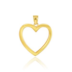 sideways crosses 10k yellow gold high polish love charm open heart pendant (yellow-gold)