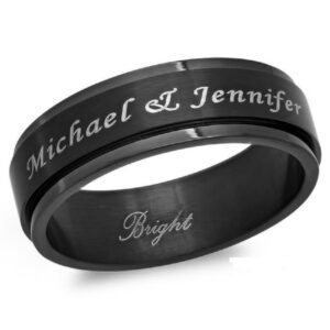 forevergiftsusa personalized 8mm stainless steel all black ip spinner ring - free engraving (13)