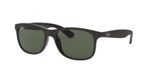 ray-ban rb4202 andy rectangular sunglasses, matte black on black/dark green, 55 mm