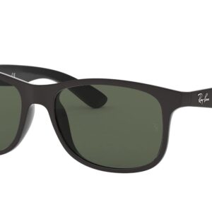 Ray-Ban RB4202 Andy Rectangular Sunglasses, Matte Black On Black/Dark Green, 55 mm