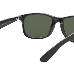 Ray-Ban RB4202 Andy Rectangular Sunglasses, Matte Black On Black/Dark Green, 55 mm