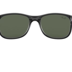 Ray-Ban RB4202 Andy Rectangular Sunglasses, Matte Black On Black/Dark Green, 55 mm