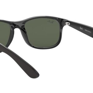 Ray-Ban RB4202 Andy Rectangular Sunglasses, Matte Black On Black/Dark Green, 55 mm