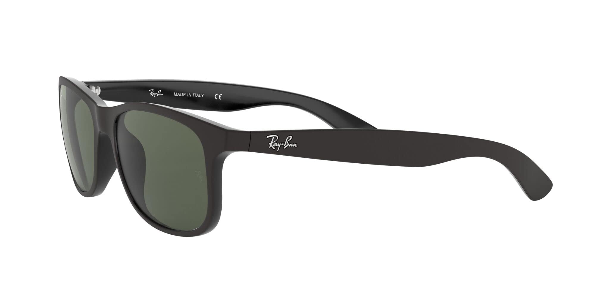 Ray-Ban RB4202 Andy Rectangular Sunglasses, Matte Black On Black/Dark Green, 55 mm