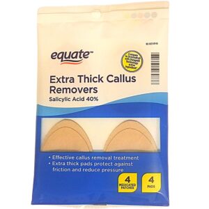 equate extra thick callus removers with salicylic acid, 4 pads, 4 patches; compare to dr. scholl's