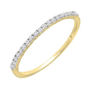 dazzlingrock collection 0.15 carat (cttw) round white diamond minimalist stackable band for women in 14k solid yellow gold, size 8