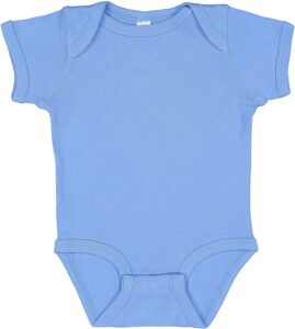 rabbit skins baby bodysuit girl & boy | newborn 0-3 months to 24 month toddler, snap easy closure, carolina blue, 12 months