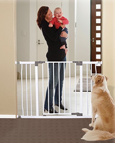 Dreambaby Liberty Extra-Wide Baby Safety Gate- with Smart Stay Open Feature - Fits Openings 39-42.5 inches Wide - White - Model L867