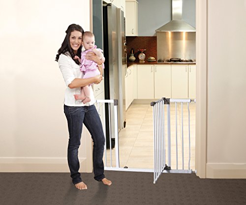 Dreambaby Liberty Extra-Wide Baby Safety Gate- with Smart Stay Open Feature - Fits Openings 39-42.5 inches Wide - White - Model L867