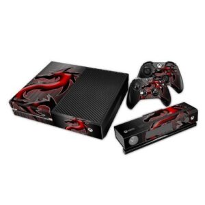 protective vinyl decal skin/stickers wrap for xbox one console+ 2 controllers+kinect-dragon