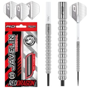 red dragon javelin: 24g - tungsten darts set with flights and stems