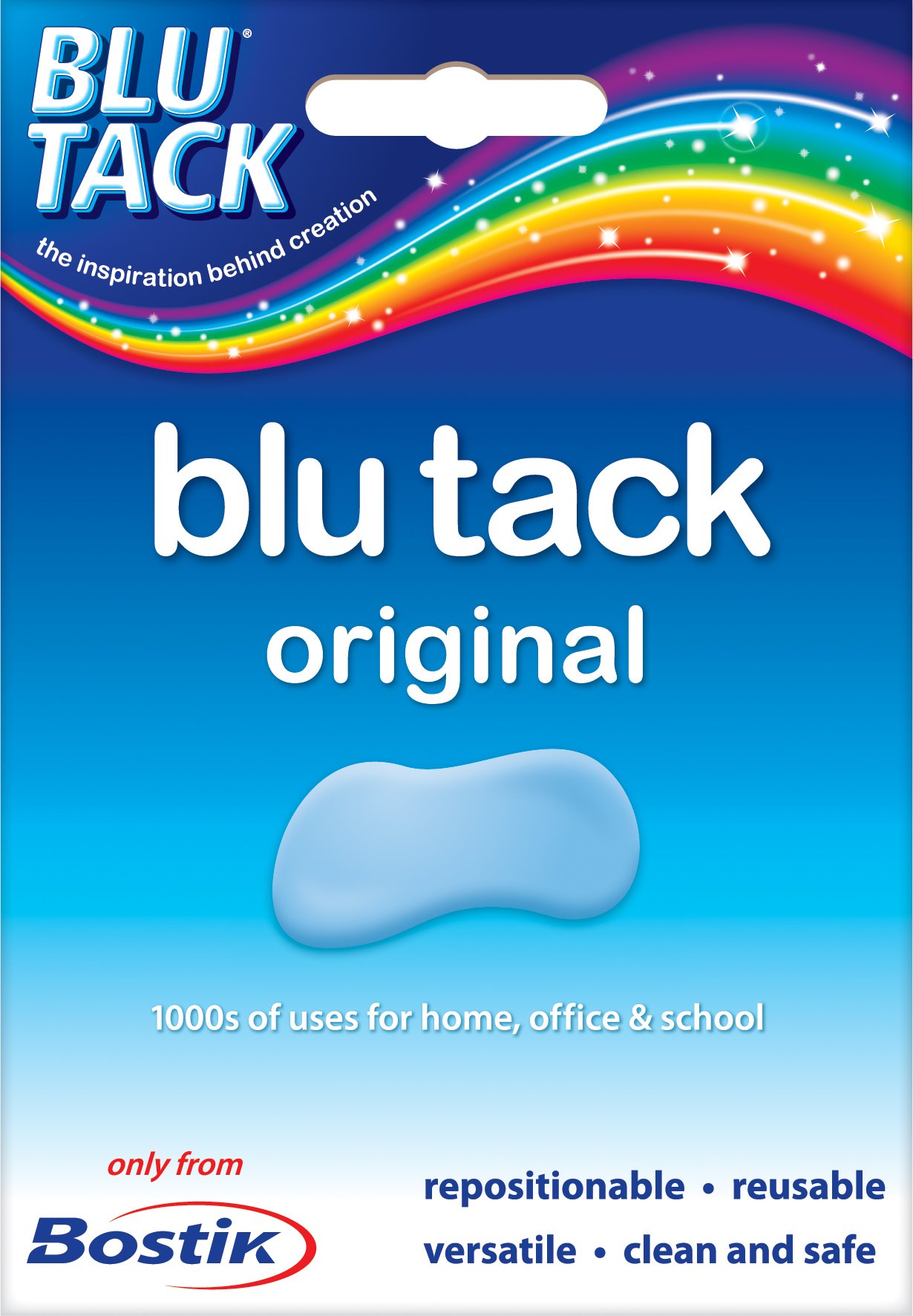 6 x Bostik Blu-tack Original Mastic Putty Adhesive Non-Toxic Blue 60g Ref 801103