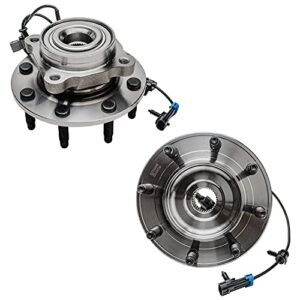 detroit axle - front wheel bearing hubs for silverado sierra 2500 3500 hd, chevy gmc suburban yukon xl 2500 hummer h2, wheel bearing and hubs assembly set, pair hubs replacement