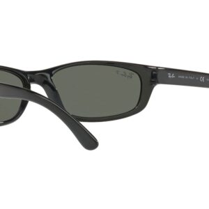 Ray-Ban Men's RB4115 Rectangular Sunglasses, Black/Polarized Green, 57 mm