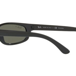 Ray-Ban Men's RB4115 Rectangular Sunglasses, Black/Polarized Green, 57 mm