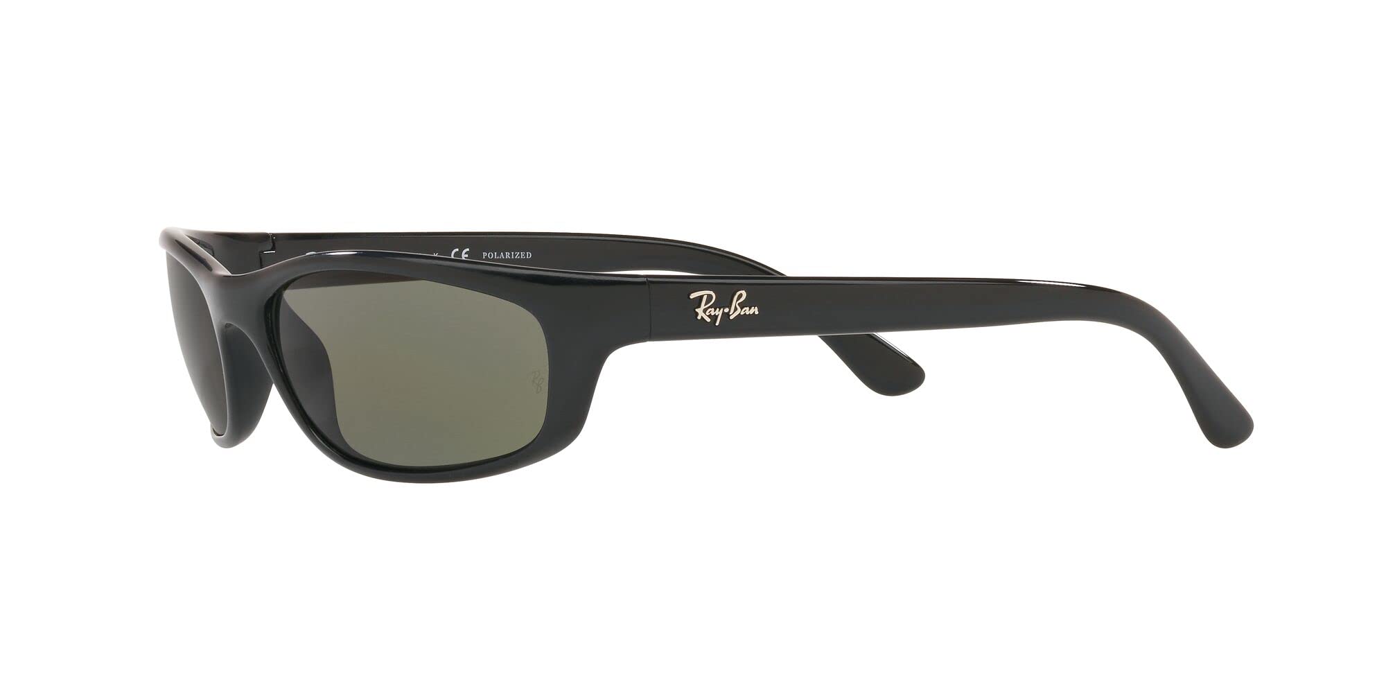 Ray-Ban Men's RB4115 Rectangular Sunglasses, Black/Polarized Green, 57 mm