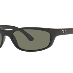 Ray-Ban Men's RB4115 Rectangular Sunglasses, Black/Polarized Green, 57 mm