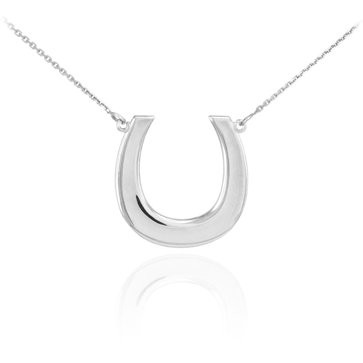 925 Sterling Silver Lucky Horseshoe Pendant Necklace, 16"