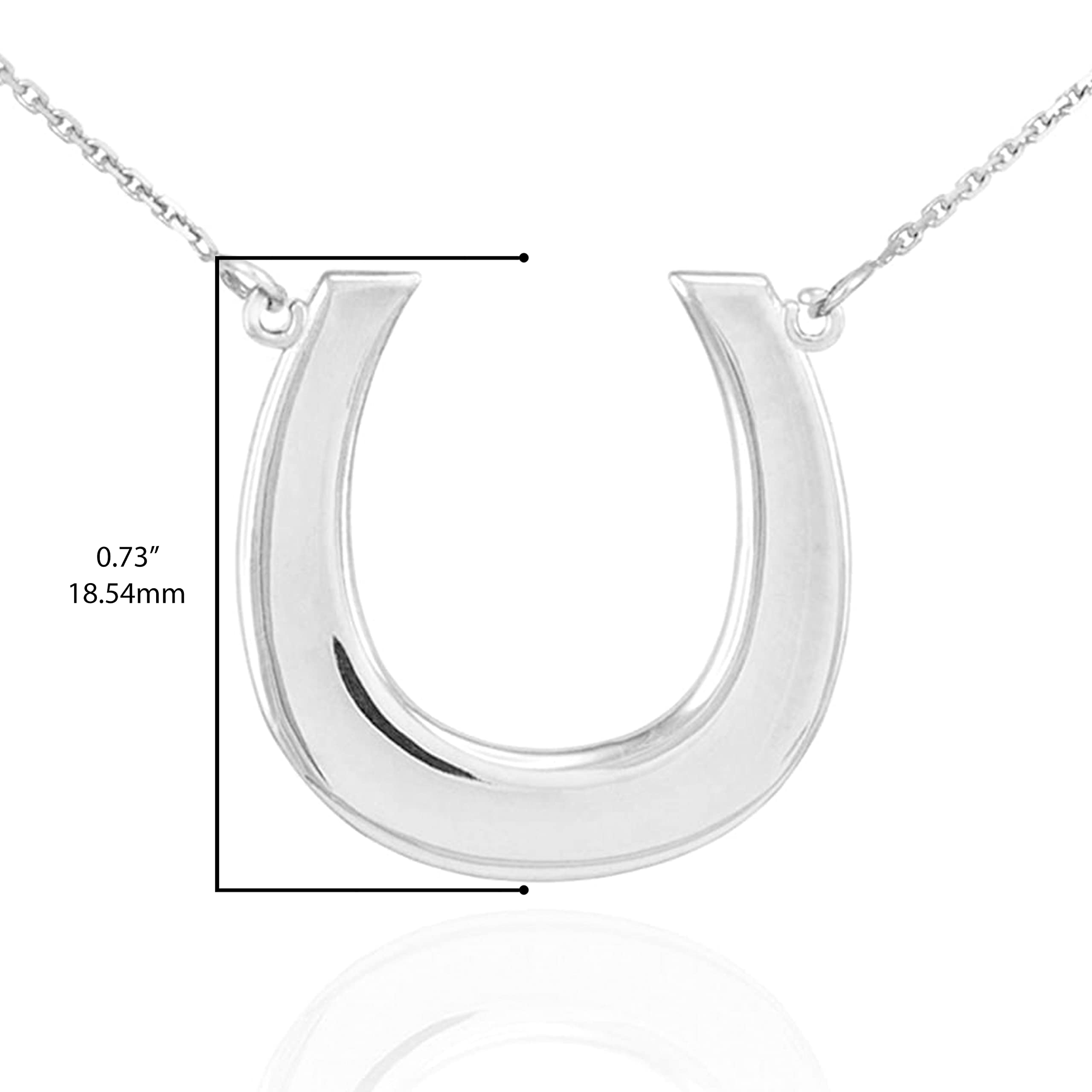 925 Sterling Silver Lucky Horseshoe Pendant Necklace, 16"