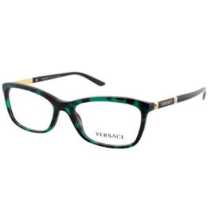 versace ve3186 eyeglass frames 5076-54 - green havana transp ve3186-5076-54