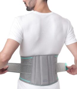 tynor lumbar sacral belt back support belt for men & women, herniated disc, sciatica, scoliosis & lower back pain breathable back brace compression, adjustable straps with removable pad (large, grey)