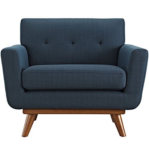 Modway Engage Mid-Century Modern Upholstered Fabric Accent Arm Lounge Chair in Azure, Armchair