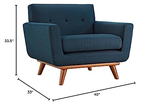 Modway Engage Mid-Century Modern Upholstered Fabric Accent Arm Lounge Chair in Azure, Armchair