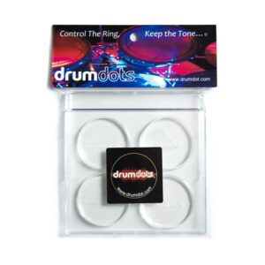 drumdots - drum dampening control that reduces the over-ring without changing the tone of your drum - 2 pack