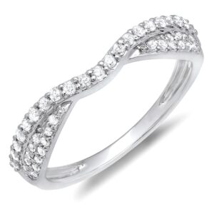 dazzlingrock collection 0.36 carat (ctw) 18k round diamond stackable wedding band for women 1/3 ct, white gold, size 6