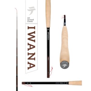 tenkara usa fly fishing iwana™ rod with case, classic all-around for small to medium fish - ultra-light, gloss carbon finish (12ft - 366cm)