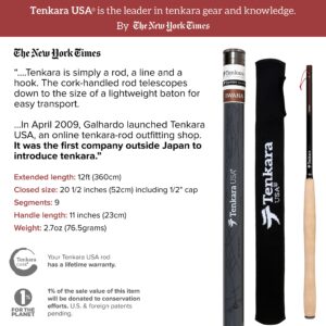 Tenkara USA Fly Fishing IWANA™ Rod with Case, Classic All-Around for Small to Medium Fish - Ultra-Light, Gloss Carbon Finish (12ft - 366cm)