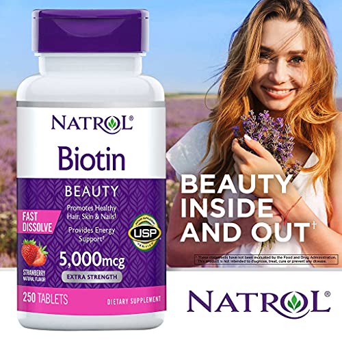 Natrol Biotin BEAUTY 5,000 mcg, 250 Fast Dissolve Tablets