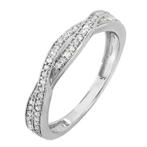 dazzlingrock collection 0.25 carat (ctw) 14k round diamond wedding band for women swirl matching ring 1/4 ct, white gold, size 8