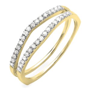 dazzlingrock collection 0.25 carat (ctw) round white diamond enhancer guard wedding band for women in yellow gold, size 7