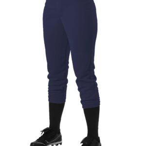 Alleson ATHLETIC Girls' Large (26-28" W) Athletic Fast Pitch Softball Belt Loop Pants, Navy